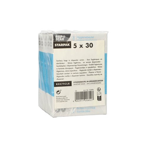 Starpak 150 hygiene bag 28.5 cm x 8 cm x 7 cm white in the donor box ...